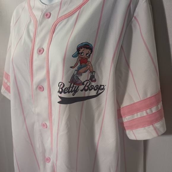 Betty Boop | Tops | Betty Boop Pink White Jersey Size M | Poshmark